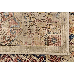Unique Loom Oslo Collection Distressed Botanical Medallion Beige Runner Rug (3' x 13')