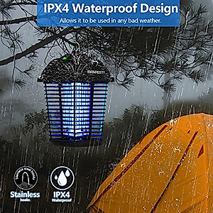 BANPESTT Bug Zapper Outdoor/Indoor with Dusk-to-Dawn Light Sensor, IPX4 Waterproof Fly Zapper, Electric Mosquito Zapper, Insect Trap, Mosquito Killer, 90-130V (Black)