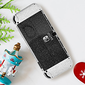 Switch OLED Glitter Case, Soft and Comfortable Switch OLED TPU Case with Cute Switch OLED Thumb Grips