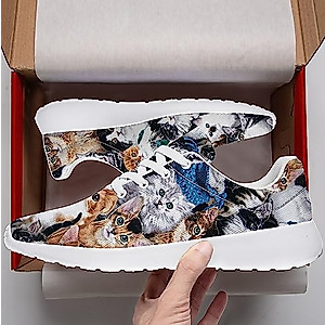 Cat Lover Shoes Women Running Walking Sneakers Cute Kitty Kitten Cat Print Tennis Shoes Gifts for Her,Him,Size 7