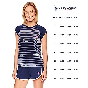 U.S. Polo Assn. Summer Pajamas for Women Plus Size - Logo PJ Set for Women with Tee and Shorts - Lounge Sets (Navy, 3X)