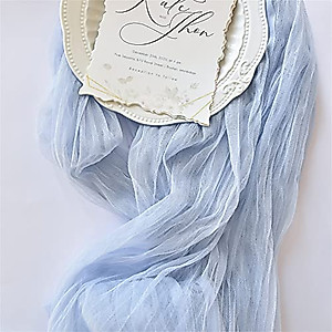 Joanlody Blue Cheesecloth Table Runner 10Ft Rustic Gauze Tablecloth 38x120 Inches Boho Backdrop Drape Fabric for Wedding Party Bridal Shower Decor, Photography Background