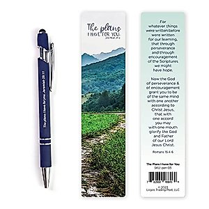 The Plans I Have For You Bible Verse Pen with Bookmark - Jeremiah 29:11 - Inspirational Bible Pens for Devotion - Christian Pens for Women & Men with Stylus - Christian Gifts for Men & Women