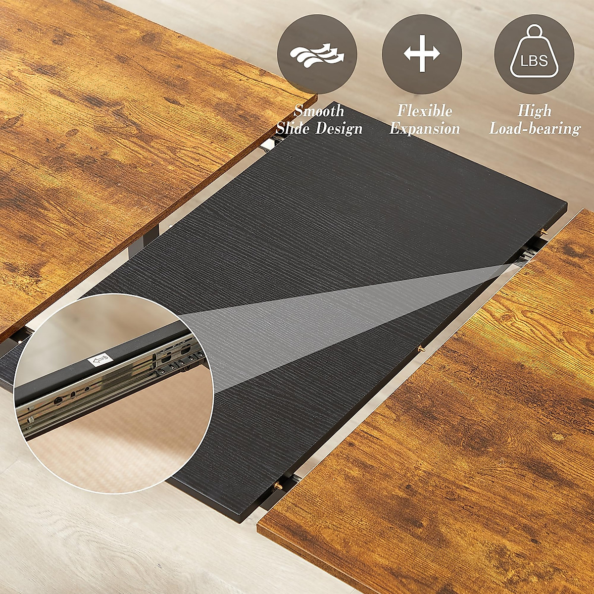 VECELO 3-Piece 63" Extendable Kitchen Table with Benches/Chairs, Modern Breakfast Dinette/Dining Room Set for 4/6/2, Small Space Saving Design, Easy Assembly