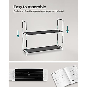SONGMICS 3-Tier Shoe Rack with Shelves for Closet Entryway, Black ULSH053B01, 11 x 38.8 x 22.8 Inches