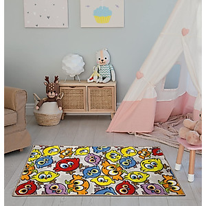 Machine Washable Educational Space Numbers Design Non-Slip Rubberback 5x7 Kid's Area Rug for Playroom, Kid's Room, Bedroom, 5' x 6'6", Navy