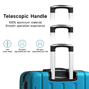 Strenforce Luggage Sets 3 Piece ABS Clearance Luggage Lightweight Suitcase Sets with Spinner Wheels TSA Lock,Lake Blue,3 Piece Set (20/24/28)
