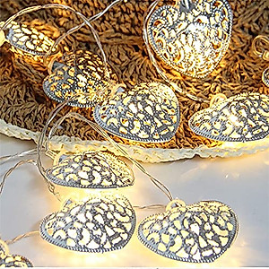 YUEWEIWEI Solar String Outdoor Garden Light Rustproof Silver Heart Shaped LED Light 20 LED Solar Fairy Tale String Light Garden Light Home Decoration