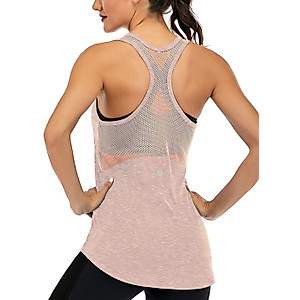 ICTIVE Workout Tank Tops for Women Sleeveless Yoga Tops for Women Mesh Racerback Tank Tops Muscle Tank Workout Tops for Women Backless Running Tank Tops Activewear Gym Tops Apricot M