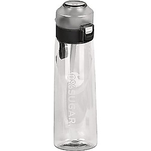 DEVINK Sports Air Water Bottle Starter up Set Drinking Bottles,650ML Fruit Fragrance Water Bottle,with pods 0 Sugar Water Cup,for Gym and Outdoor Gift,Black-with 4 Pods and brush