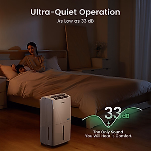 Waykar 2000 Sq. Ft Energy Star Dehumidifier for Home and Basement with Auto or Manual Drainage, Quiet 33dB Operation, 0.6 Gallon Water Tank Capacity