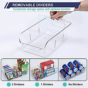 Set of 4, 10 Inch Non-Skid Lazy Susan Organizers + Set of 8, Stackable Clear Bins with Removable Dividers - Pantry Food Snack Organization and Storage - Multi-Purpose Plastic Home Organizer Containers