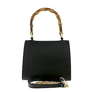 Pierre Cardin Black Leather Small Vintage Structured Satchel Bag for womens