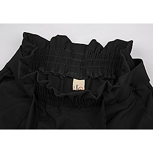 GRACE KARIN Women's High Waist Elastic Belted Casual Loose Long Pants with Pocket Black XXL