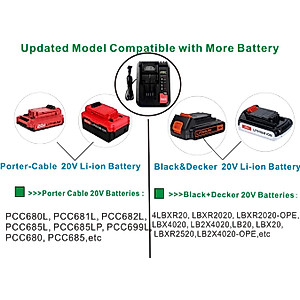 Anopiw PCC692L Upgraded Replace Porter Cable or Black and Decker 20V MAX Lithium Battery Charger LCS1620 LCS1620B LBXR20CK BDCAC202B PCC691L Compatible with Battery PCC680L PCC681L PCC682L PCC685L