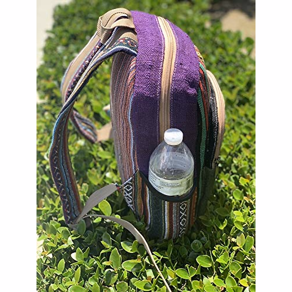 Unique Tie-dye Mini Hemp Backpack Small Back Pack Boho Backpack 100% Himalaya Hemp| 100% VEGAN | Handmade with Love. (Multicolored - Purple)