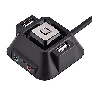Desktop PC Switch Button with Dual USB Ports Power Reset Button Audio Microphone Port Refit, Desktop Computer Case Motherboard Power Supply Reset HDD Button Switch PC Power Switch for Families/Company