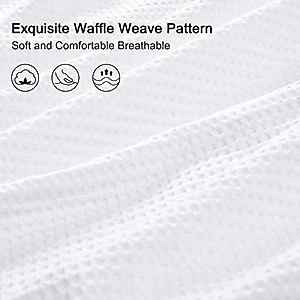 PHF Cotton Waffle Duvet Cover Queen Size, Ultra Soft Cotton Blend Comforter Cover Set, Comfy Breathable and Decorative Duver Cover Set with Pillow Shams Bedding Collection, 90"x90", White