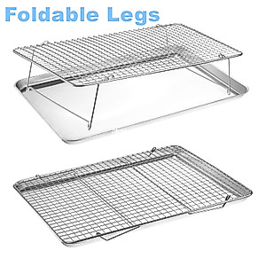 Tebery 304 Grade Stainless Steel Baking Rack 3-Tier Stackable Cooling Rack Set for Baking Cooking Grilling - 16.5" x 12"