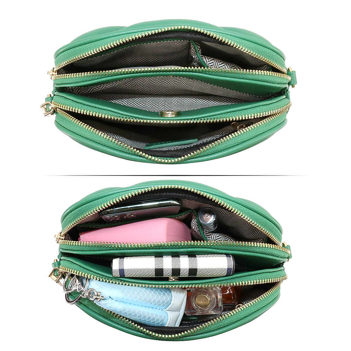 MAXWISE Women Zipper Pocket Crossbody Bag Shoulder Purse Fashion Travel Bag with Multi Pockets (Green)