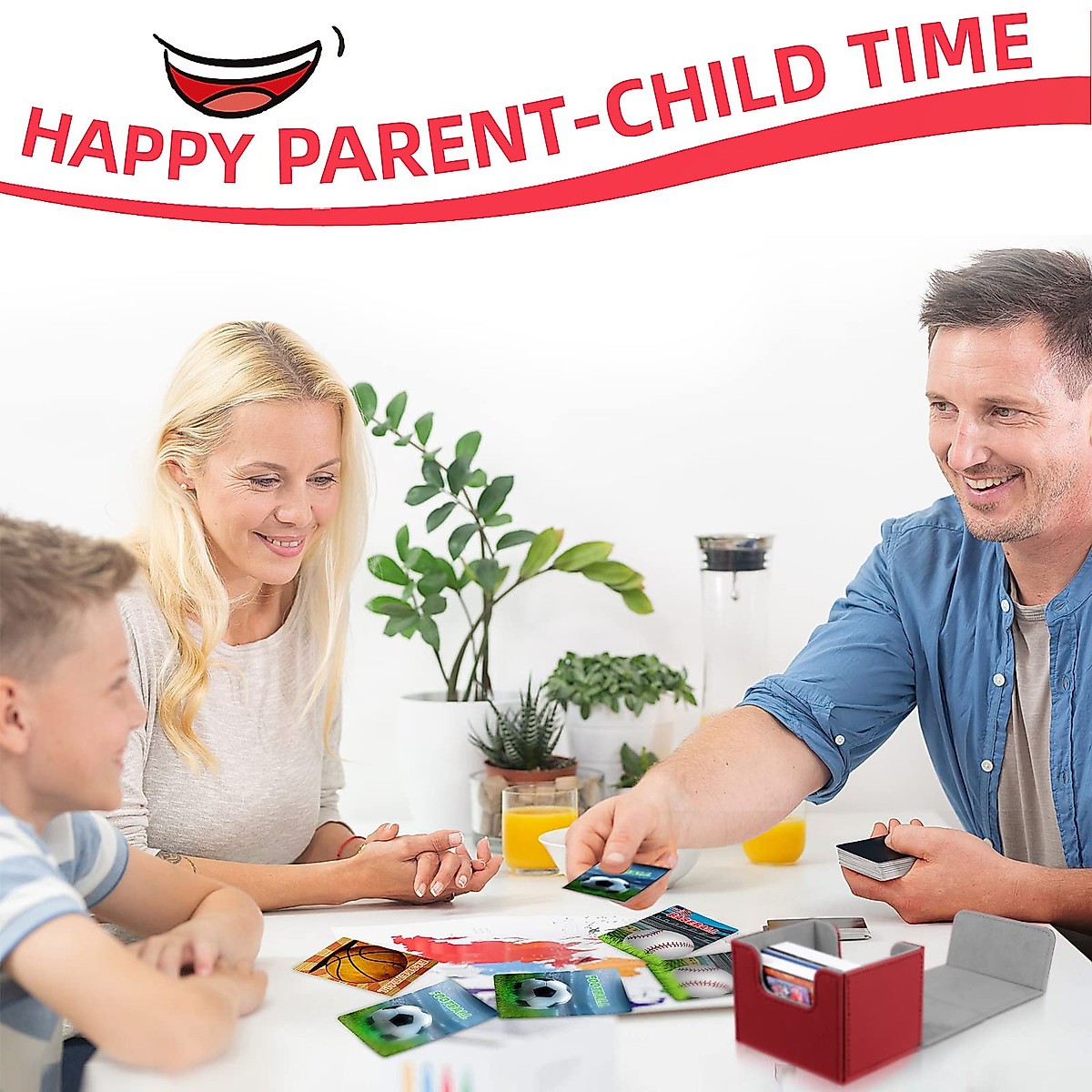 2 Pieces Card Deck Case Trading Card Storage Boxes Magnetic Deck Holder Leather Deck Sleeves to Storage 100 Cards Guardian Guardian (Horizontal,Red, Blue)