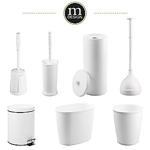 mDesign Plastic Modern Round Shatter-Resistant Small 1.6 Gallon Trash Can Wastebasket, Garbage Container Bin for Bathrooms, Kitchens, Home Offices, Dorm Rooms - Hyde Collection - 2 Pack, White