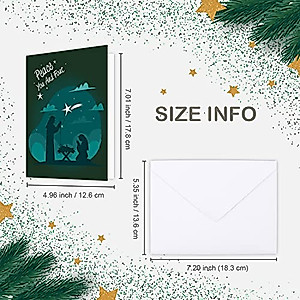 TAOZI&LIZHI Religious Christmas Cards Boxed Assortment with Envelopes, Assorted Lang Merry Christmas Gifts Holiday Blank Greeting Xmas Cards Clearance Bulk, Nativity(4 Designs, 24 Handmade Cards)