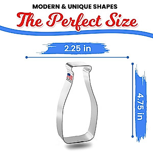 Milk Bottle Cookie Cutter 4.5 Inch – Made in the USA – Foose Cookie Cutters Tin Plated Steel – Milk Bottle Cookie Mold