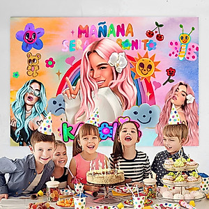 Karol G Background Birthday Decorations, Karol G Happy Birthday Banner Backdrop for Manana Sera Bonito Birthday Party Supplies (5x3ft)