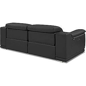 Blackjack Furniture Lorenzo Mid Century Modern Italian Leather Living Room Power Reclining, Sofa, 86", Dark Gray