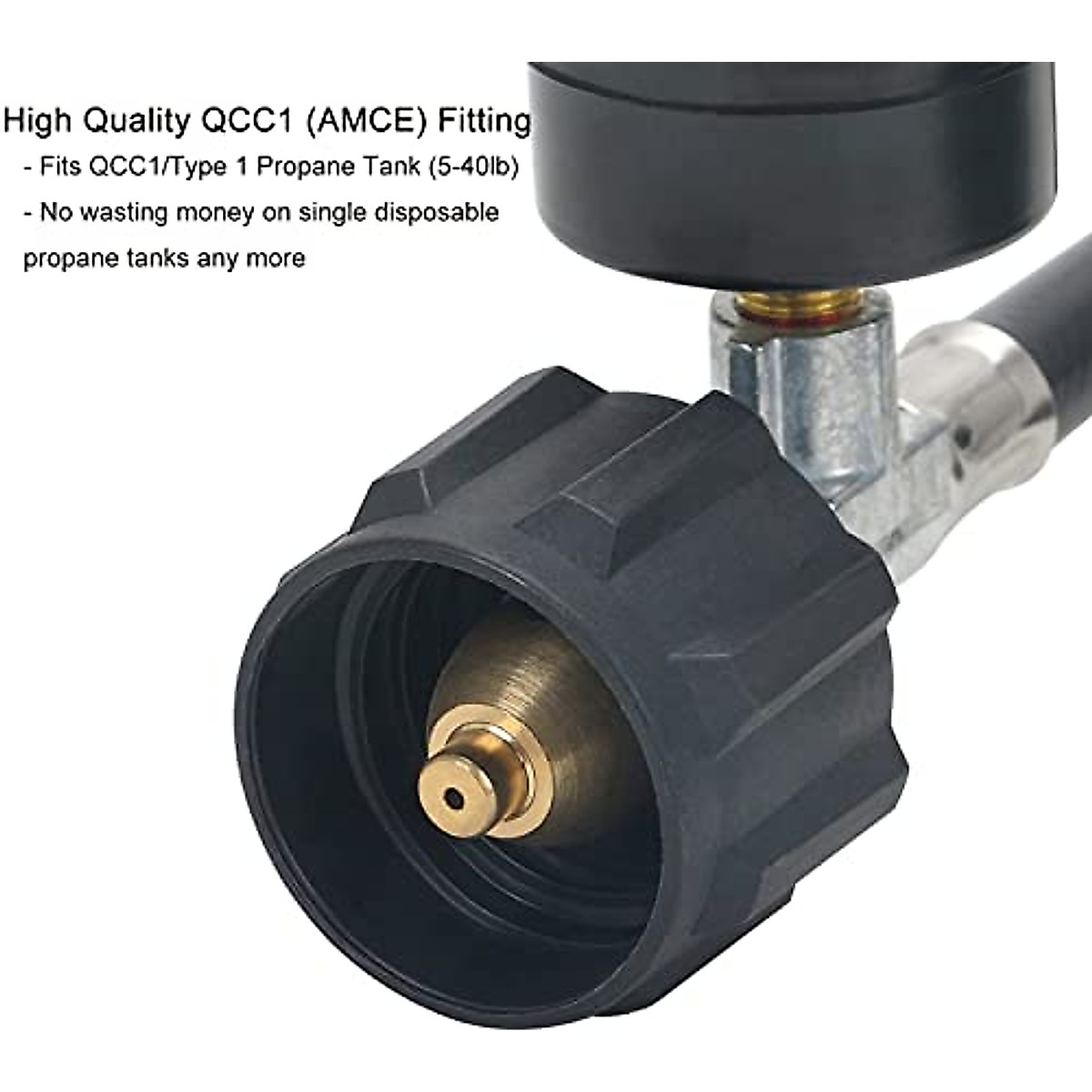 ATKKE Propane Hose Adapter 1lb to 20lb with Gauge, 4FT Propane Tank Grill Adapter Converter for Weber Q Grill, Mr. Heat Propane Heat, Blackstone 17/22‘’ Griddle, Coleman Camping Stove and More