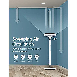 Lago 14-Inch Diameter 9-Speed Oscillating Floor Pedestal Fan with Electric Remote Control - 9 Wind Speeds, Tilt-Back Fan Head, Adjustable Oscillation, Quiet Cooling Fan