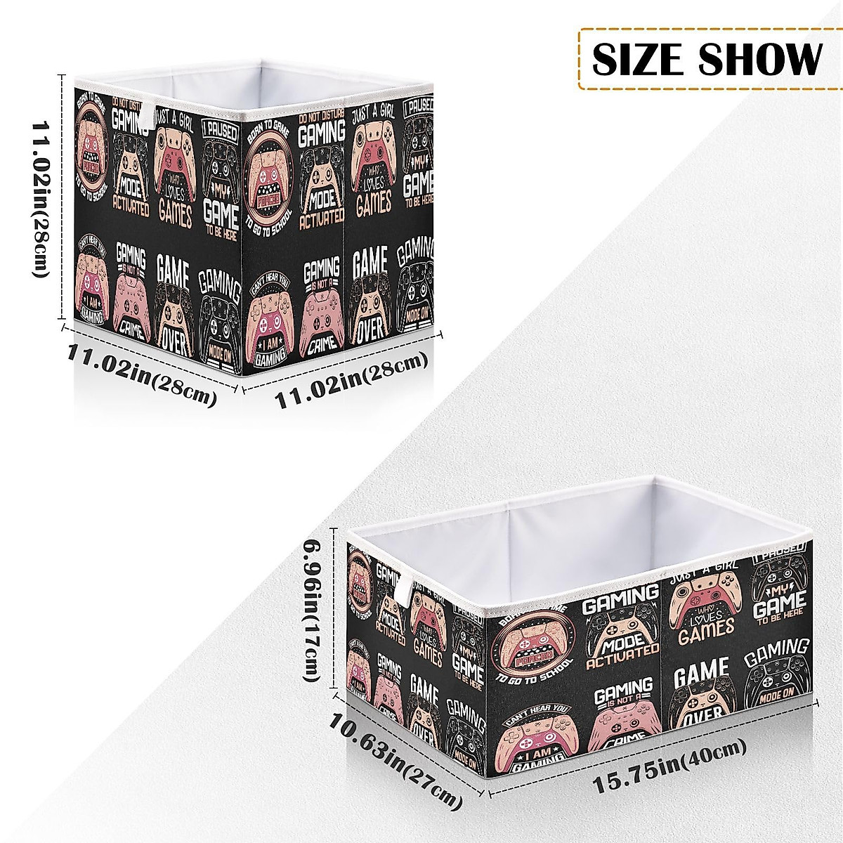 QUGRL Game Controller Set Storage Bins Organizer Gamepad Joystick Foldable Clothes Storage Basket Box for Shelves Closet Cabinet Office Dorm Bedroom 15.75 x 10.63 x 6.96 in