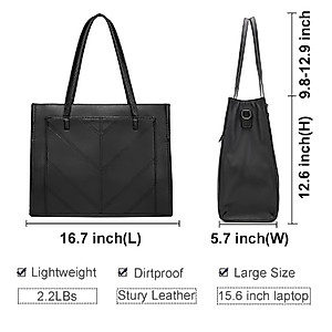 Laptop Tote Bag for Women 15.6 Inch Leather Computer Totes Trendy Business Office Work Briefcase