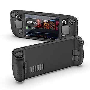 Protective Case for Steam Desk OLED, IINE Steamdesk OLED Silicone Cover Case, 9-in-1 Protective Silicone Shell with Anti-Scratch Cover Protector, Steam Deck OLED Accessories Set, Black