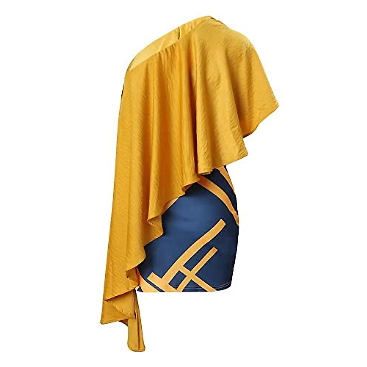 Dresses for Women 2023 Elegant One Shoulder Short Sleeve Sequin Wrap Bodycon Ruched Irregular Fashion Sexy Sun 2023 Summer Sequin Cut Out Cocktail Wedding Dresses Yellow XL