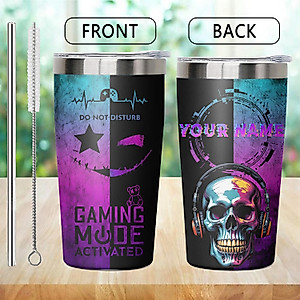 Gaming Gifts Tumbler with Name Personalized Tumbler for Christmas Birthday Valentine Fathers Day Custom Insulated Stainless Steel Tumblers