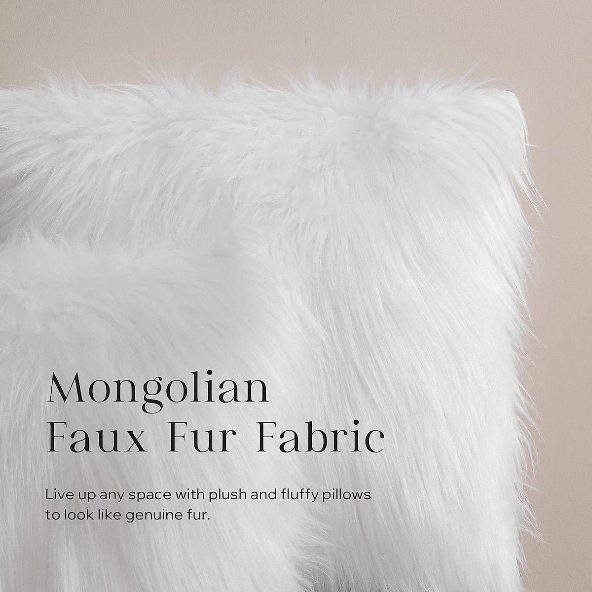 Phantoscope Faux Fur Solid Decorative Pillow Cover Fluffy Throw Pillow Mongolian Luxury Fuzzy Pillow Case Cushion Cover for Bedroom and Couch,True White 18 x 18 Inches