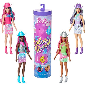Barbie Color Reveal Fashion Doll & Accessories with 6 Surprises, Disco Star Series with Metallic Shine & Color-Change Bodice (Styles May Vary)