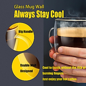 PunPun 8.5oz.250ml Espresso Cups,Shot Glass Coffee Cups, Double Wall Insulated Glass Cups, Demitasse Cups Glass Cups, Iced Coffee Cups Set of 2