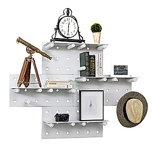 Morspace Peg Board Wall Display - Beautifully organise Your Home, Garage, Kitchen, Bedroom or Office Space with pegboard Wall décor and Organization (White)