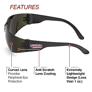 Lincoln Electric Starlite Safety Glasses | Shade / IR 5 | Anti Scratch | K2967-1, Black