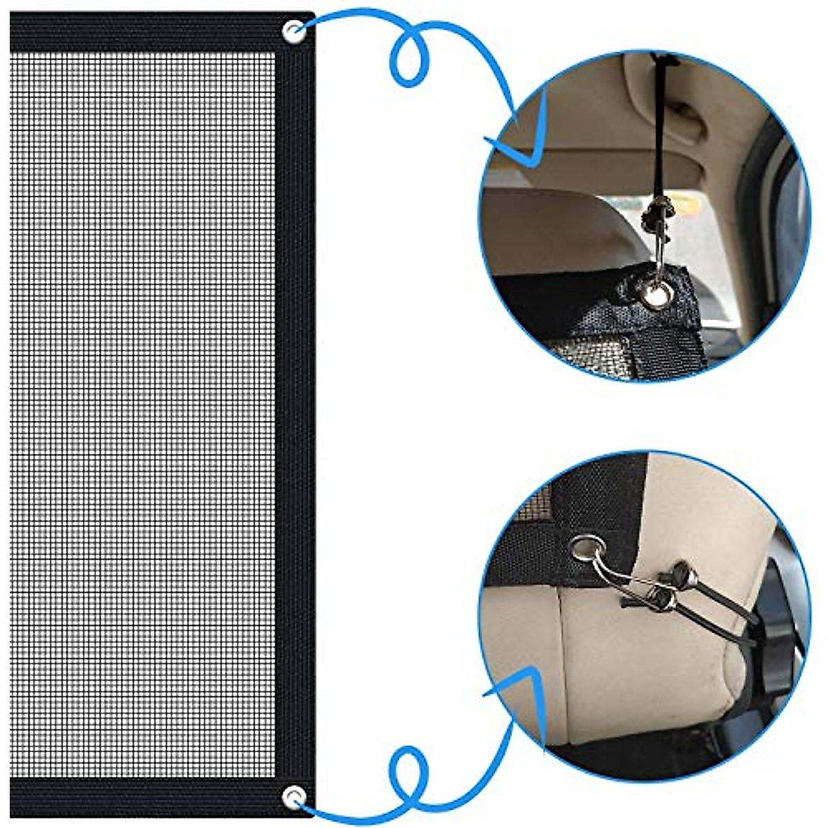 STARROAD-TIM Dog Car Barrier Vehicle Pet Barrier Backseat Mesh Dog Car Divider Net with Adjusting Rope and Hook Suitable for SUV Pickup and Small Car (43.3in x 23.62in)