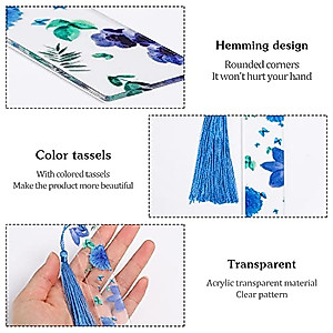 10 Pieces Flower Resin Bookmark Transparent Floral Bookmarks for Women Cute Bookmarks Flower Page Marker with Tassels Graduation Gifts for Women