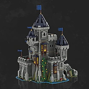 Street View Series MOC-101775 Medieval Castle MOC European Medieval Black Falcon Knight's Castle Assembled Building Blocks Educational Toy Set Compatible with L-e-g-o（3284PCS）