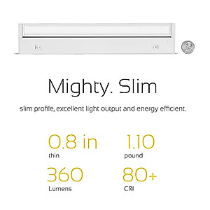 GETINLIGHT Swivel Dimmable LED Under Cabinet Lighting, Selectable White 2700K/ 4000K, 12-inch, Plugged-in Only, White Finished, IN-0109-2-WH