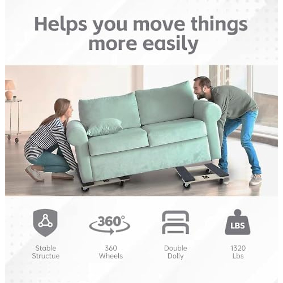 MaxWorks 50857 1320 lbs. Capacity 18 in. x 30 in. Hardwood Furniture Moving Dolly KD Version, Two Pack