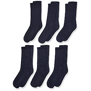 Jefferies Socks Little Boy's Seamless Half Cushion Sport Crew Socks 6 Pair Pack, Navy, Medium
