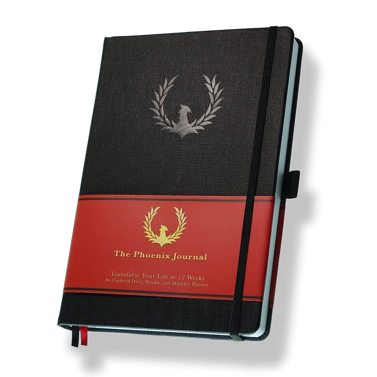 The Phoenix Journal - Best Daily Goal Planner, Organizer, & Calendar for Goal Setting, Gratitude, Happiness, & Productivity - Vision Board & Habit Tracking - 12 Weeks, Undated, Hardcover - Black