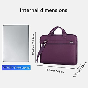 Voova Laptop Bag Carrying Case 17-17.3 Inch for Women, 360° Protective Computer Sleeve Cover with Shoulder Strap Compatible with Lenovo Asus Acer Dell Hp Notebook, Waterproof Slim Briefcase, Purple